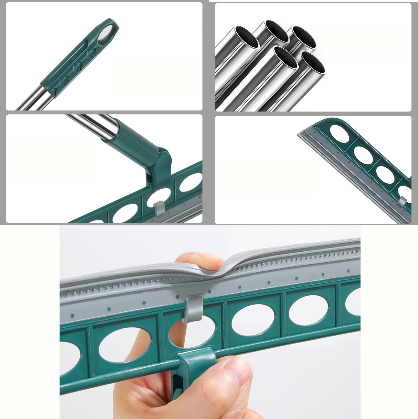 Magic Broom Sweeping Brush Multifunction Magic Broom Sweeper, Squeeze Silicone Broom Sweeping, Detachable Floor Squeegee Glass Wiper for Bathroom Window Bathroom Kitchen Tile Cleaning (Dark Green)