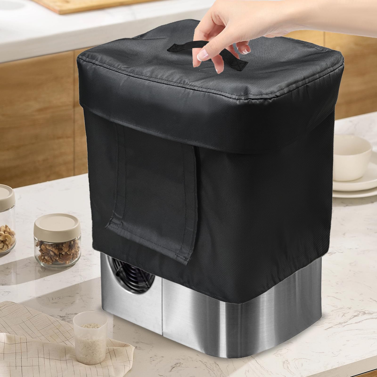 Okcool Ice Maker Insulation Cover,Countertop Ice Maker Cover with Cold Snap Foil Layer, Cold Insulation and Thermal Insulation(13" L x 9" W x 13" H)