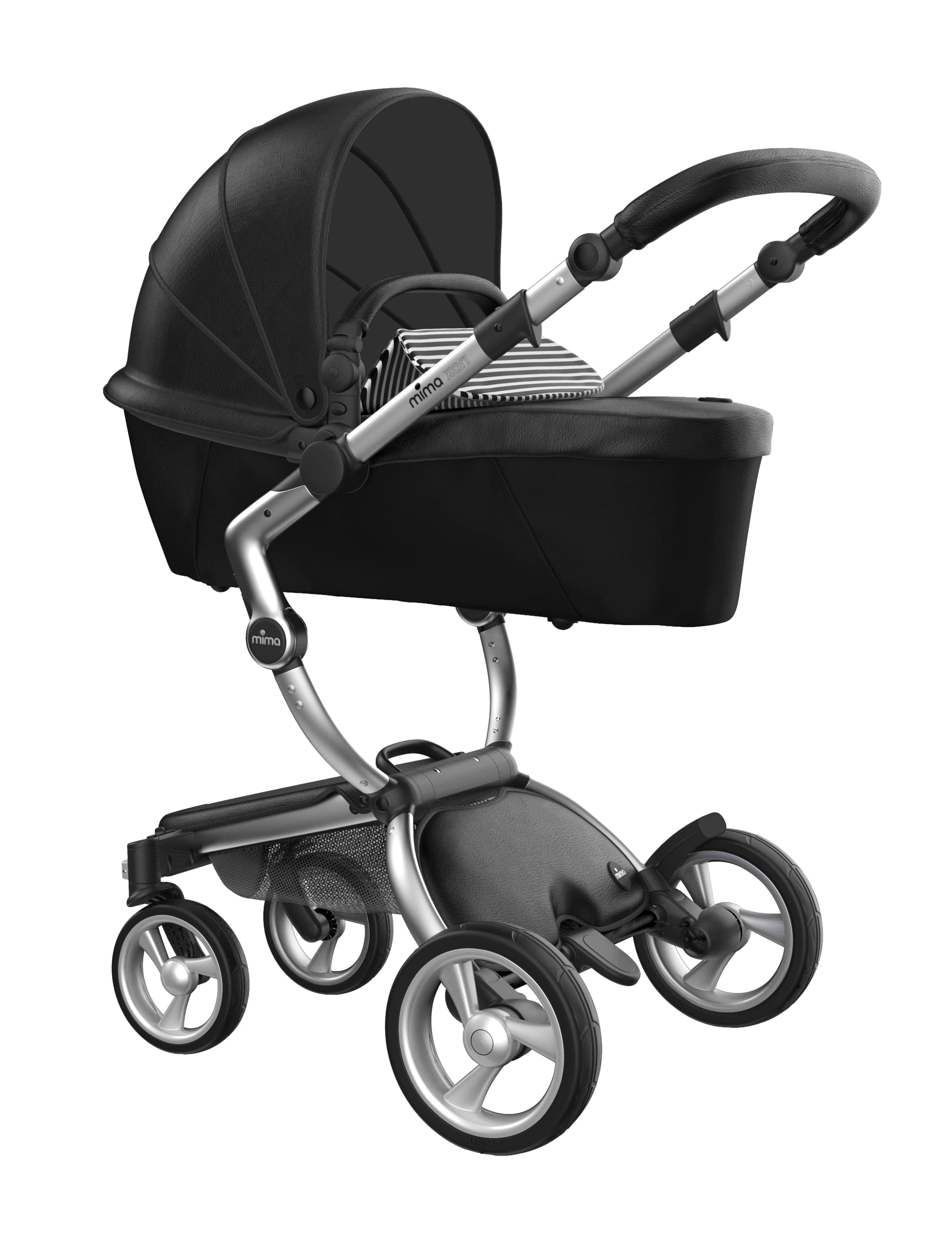 Mima Xari 4G Stroller (Aluminum Chassis, Black Seat, Black & White Starter Pack)
