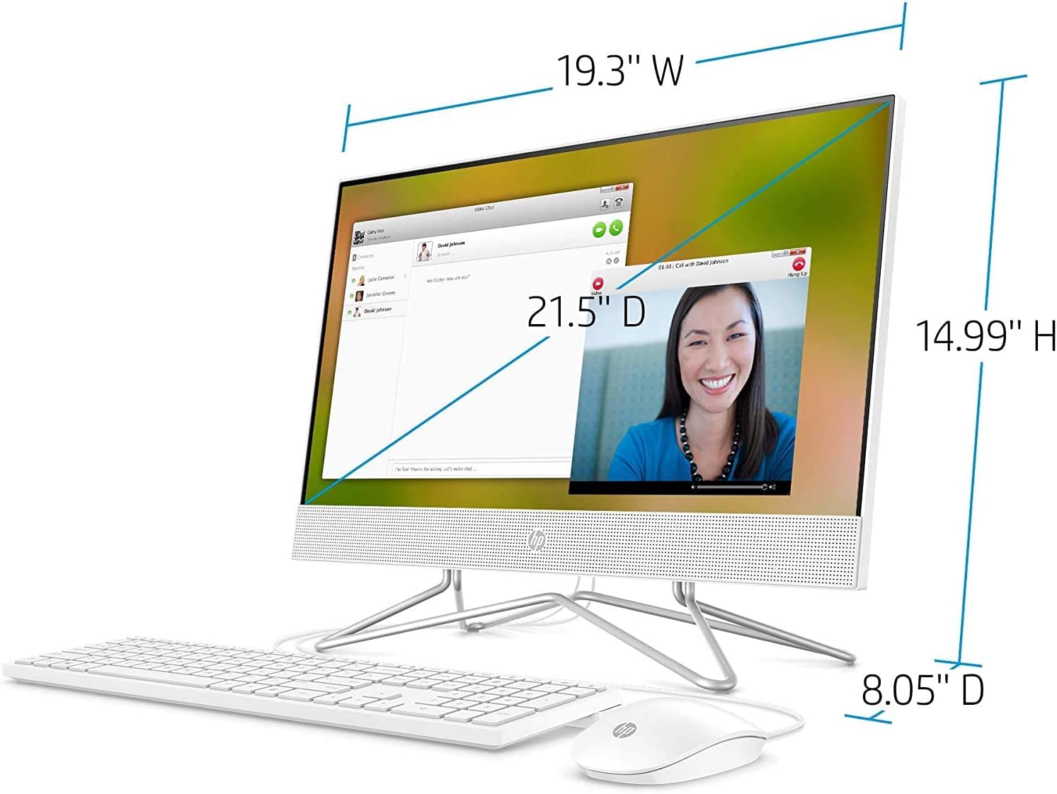 HP 22 All-in-One Desktop | 21.5" Diagonal FHD VA Anti-Glare (72% NTSC) | Intel Celeron J4025 Processor | 8GB DDR4 256GB SSD | Intel UHD Graphic 600 | Privacy Camera Win11Pro White + HDMI Cable