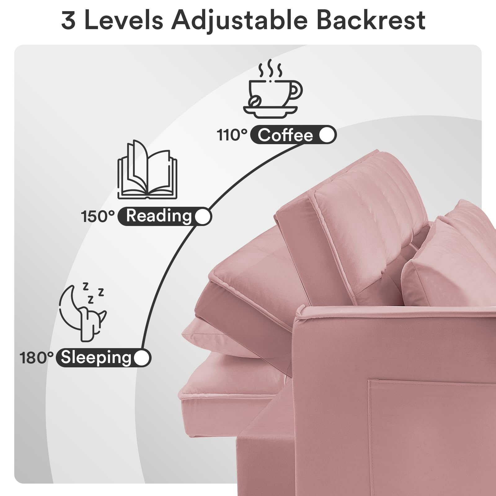 Rovibek 3 in 1 Sleeper Sofa Couch Bed Convertible Sofa Bed Pull Out Futon Loveseat Velvet Chaise Lounge 2 Seat for Living Room Apartment Small Space, Adjustable Backrest, Pillows, White