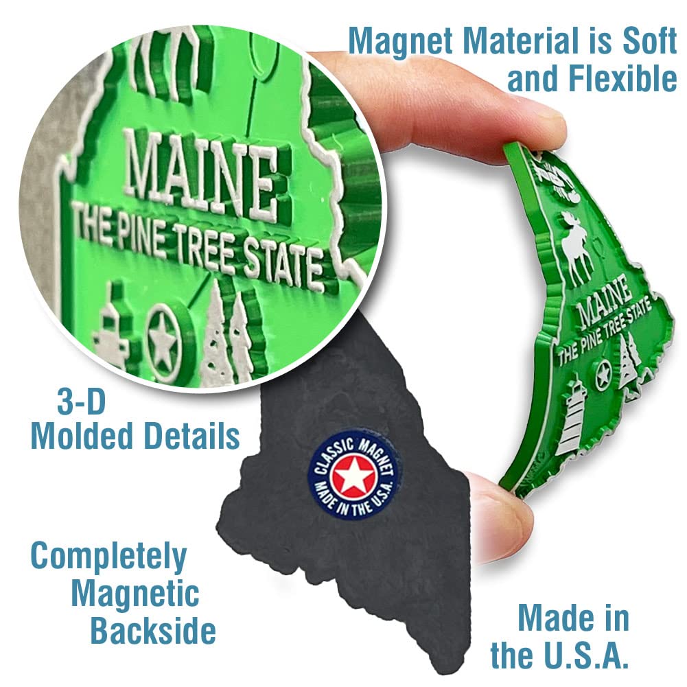 Maine Small State Magnet by Classic Magnets, 1.8" x 2.6", Collectible Souvenirs Made in The USA