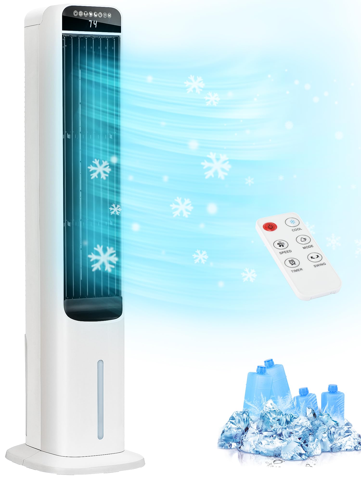 MEPTY Evaporative Air Cooler, Cooling Fans that Blow Cold Air with 84°Oscillation, 12H Timer, 3speeds&Modes, Air Cooler with Remote Control, Swamp Cooler, Tower Fan for Bedroom, Office, Kitchen,40Inch