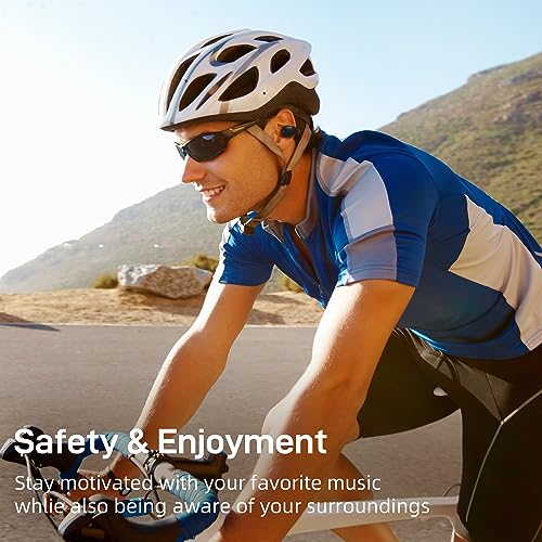 Open Ear Headphones Bluetooth Air Conduction Earphones, 48 Hours Playback with Charging Case, Ear Clips Buds Bluetooth Wreless Earbuds, Open Ear Earbuds for Workout Cycling Running Gym (Black)