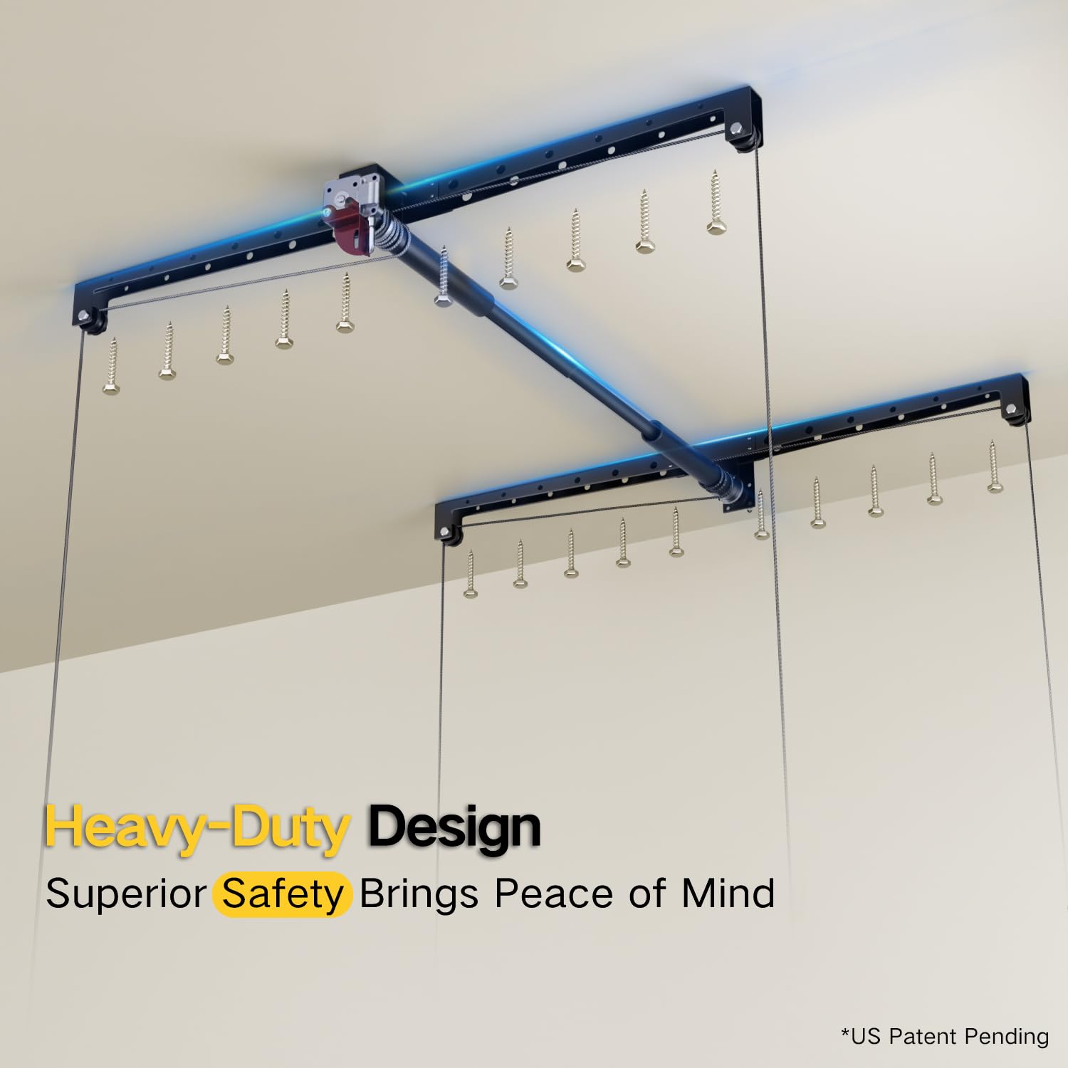 Overhead Garage Storage Rack, 4x4 Ft Garage Ceiling Storage Lift, Heavy-Duty Ceiling Mounted Garage Storage Lift System for Garage Organization, 250lbs Weight Capacity, Matte Finish
