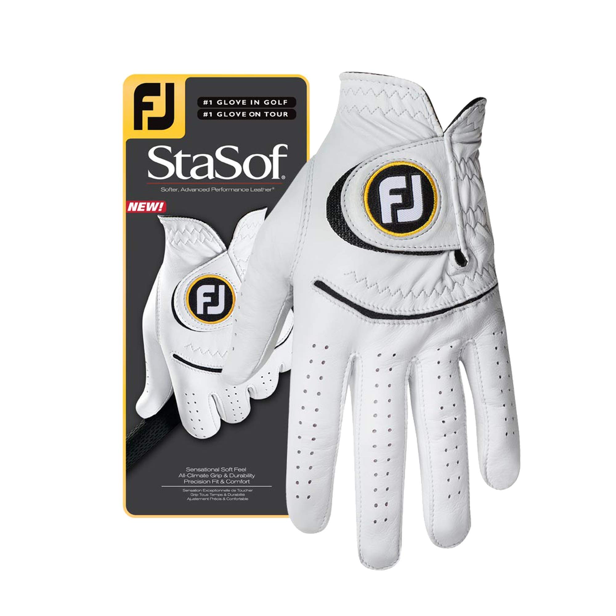 FootJoy Men's StaSof Golf Glove White Cadet Medium, Worn on Left Hand