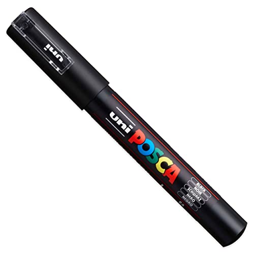 Posca - Ultra Fine to Fine Paint Marker Pens Set - PC-1MR, PC-1M, PC-3M - White & Black Ink - Pack of 6