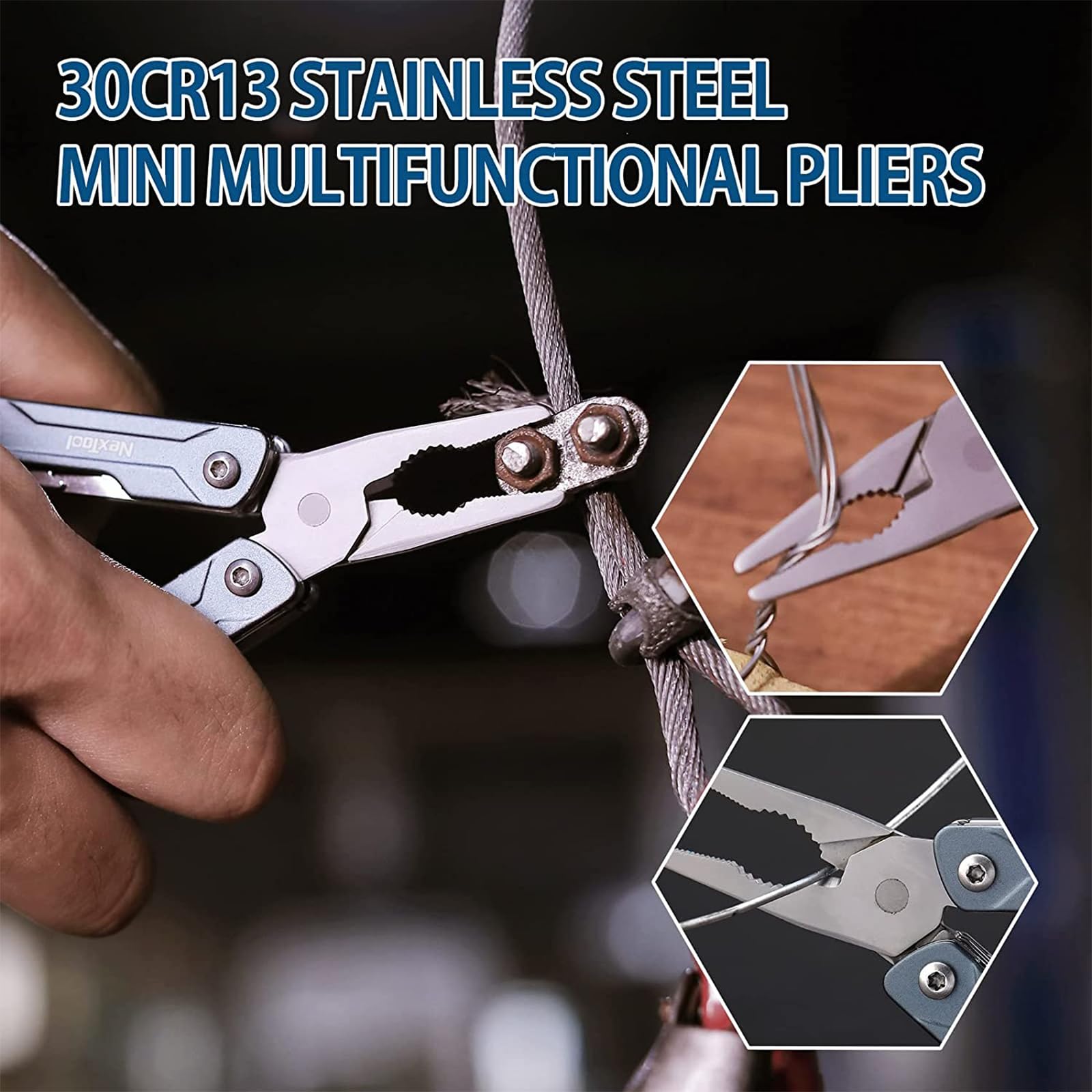 NexTool Keychain Multitool, Mini Multi Pliers with Pocket Knife, Screwdriver and Bottle&Can Opener, Pocket Tool, Father's Day Gifts from Daughter(Mini Sailor)