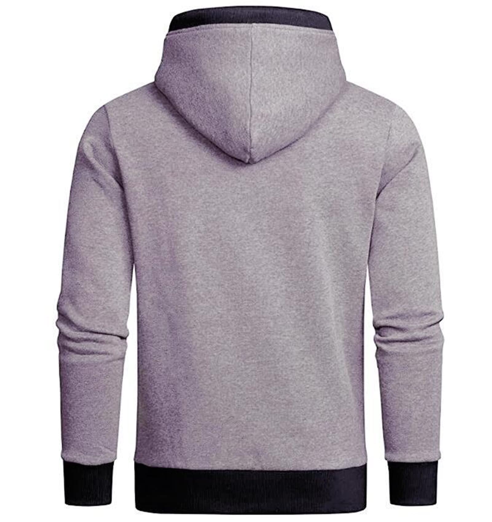 Maiyifu-GJ Men's Solid Fleece Athletic Hoodies Long Sleeve Casual Sports Sweatshirt Drawstring Hooded Pullover With Pockets (Light Grey,XX-Large)
