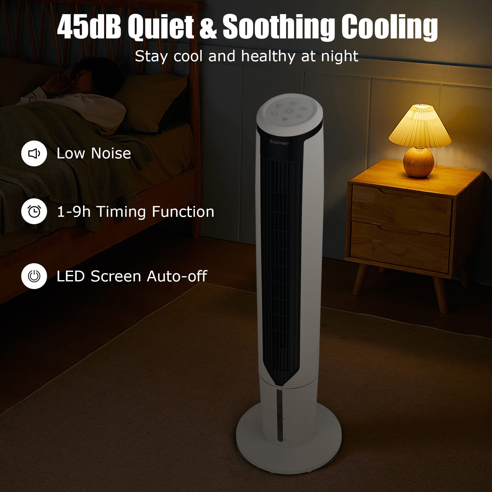 KOTEK 3 in 1 Evaporative Air Cooler, 41” Portable Cooling Tower Fan w/ 70°Oscillation, 4 Ice Packs & Water Tank, 3 Speeds & Cooling Modes, LED Display, 9H Timer, Remote Control for Bedroom Home Office
