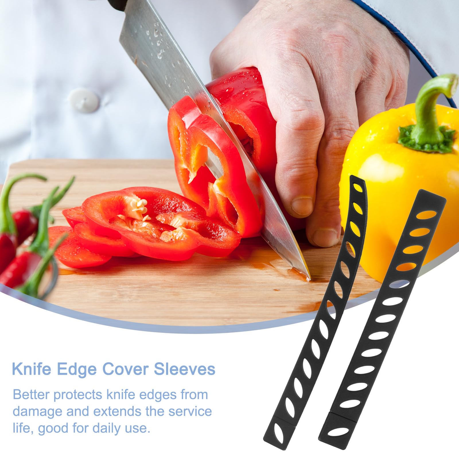 uxcell 10Pcs Knife Edge Guards Blade Protector Plastic Knife Edge Cover Sleeves Universal Blade Covers Knife Sheath for Kitchen, Black