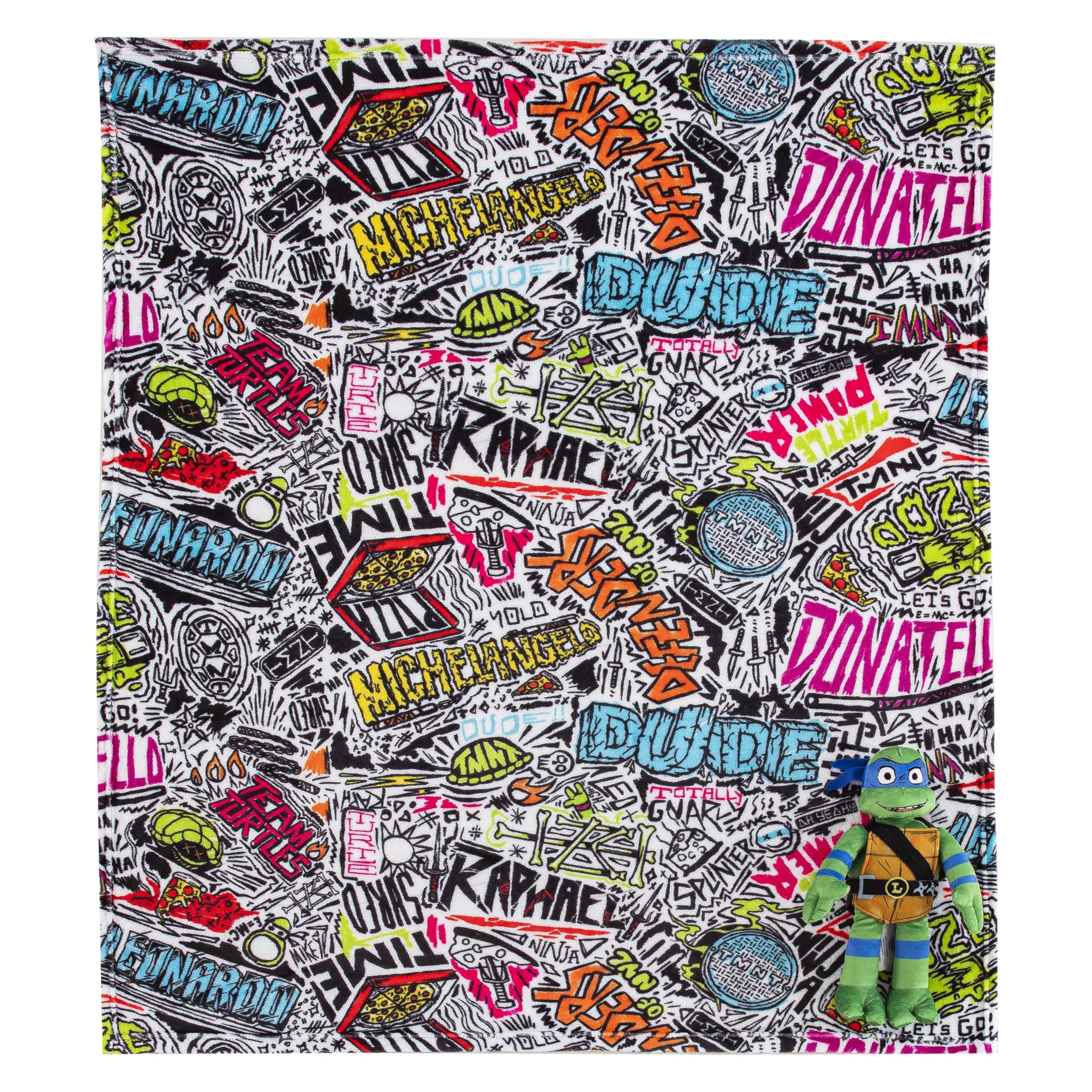 Northwest Teenage Mutant Ninja Turtles Character Hugger Pillow & Silk Touch Throw Blanket Set, 40" x 50", Sketched Out
