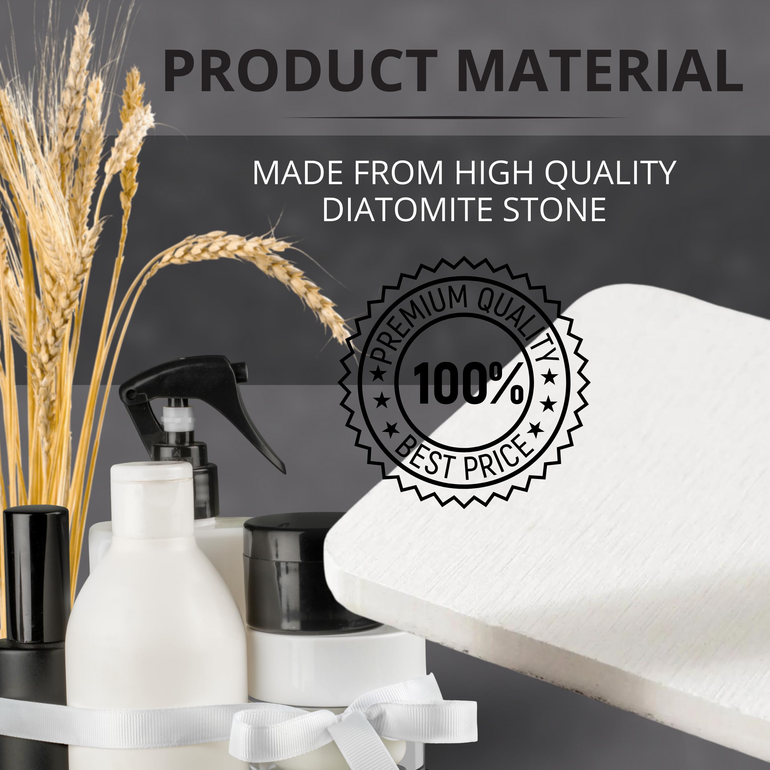 Pack of 4 Water Absorbing Stone Trays β White Fast Drying Stone Coasters for Bathroom & Kitchen Decorative Coasters Stone Diatomaceous Earth Bathroom Trays Ideal for Cups Hand Soaps Plants