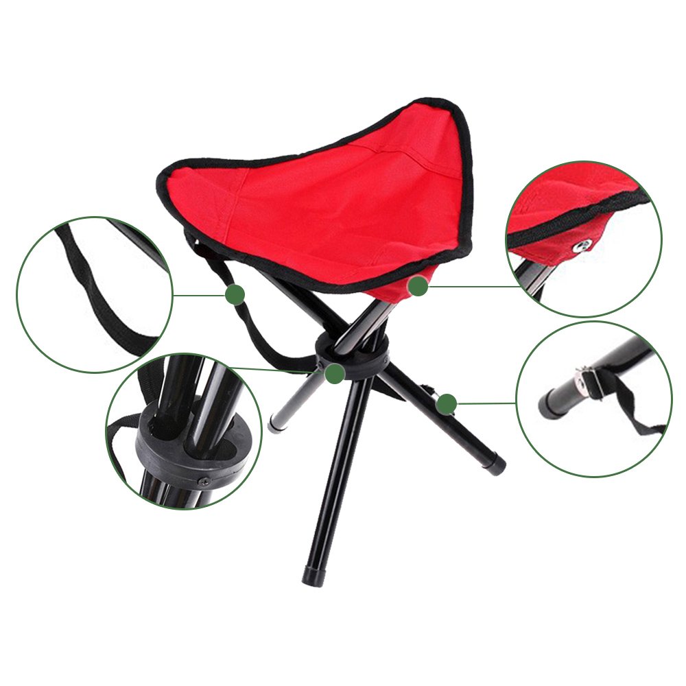 MengK Portable Folding Tripod Chair Camping Fishing Stool