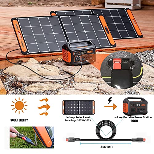 MJPOWER 10Ft Jackery Solar Extension Cable 14AWG Anderson Connector Plug DC Solar Panel Extension Cord Connect Jackery SolarSaga 100W/100X Solar Panel to Jackery Explorer 1000 Portable Power Station