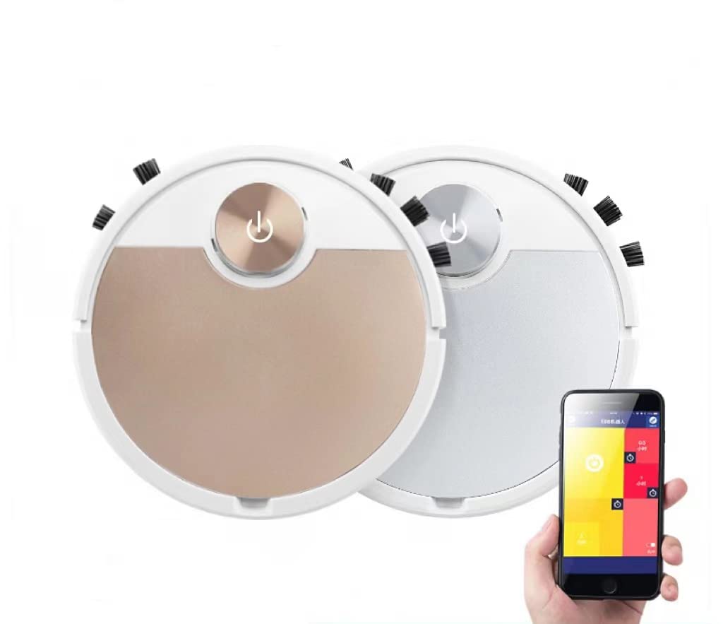 MEGCCR 3 in 1 Intelligent Sweeping Robot, Automatic Cleaner Lazy Multifunctional Vacuum Cleaner Home Suction Sweeping Cell Phone a Key to Start, Dry and Wet Mopping Cleaning (Silver)