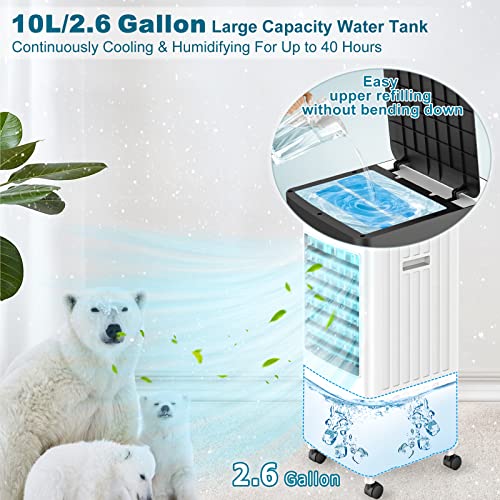 Portable Air Conditioners, 3-IN-1 Evaporative Air Cooler 2.64 Gallon Water Tank, 90° Oscillation Tower Fan, Remote, 3 Speeds, Timer, Personal AC Cooling & Humidifying, Windowless Portable AC for Room