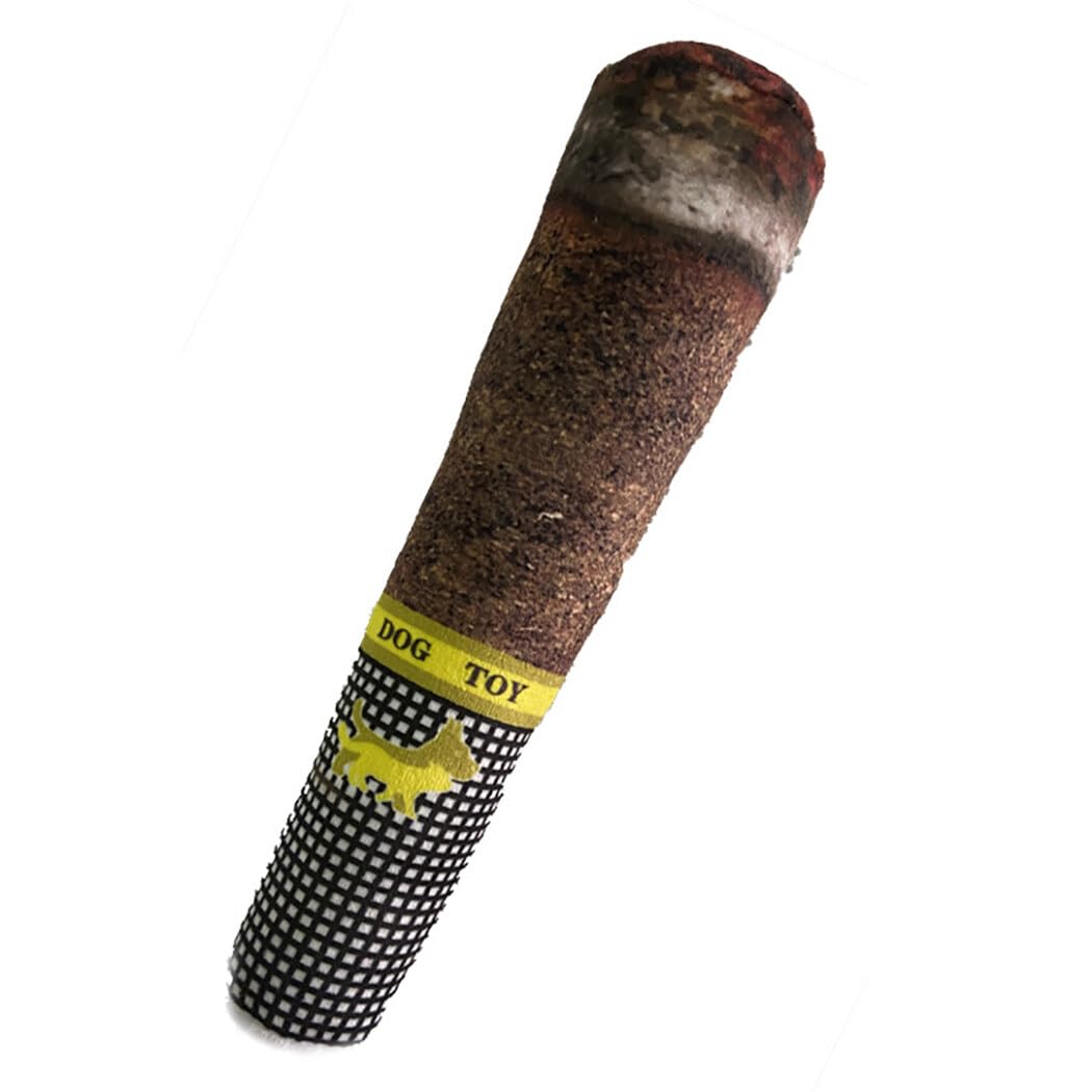 Squeaky Stuffed Cigar Shaped Toy for Dogs - Plush, Lifelike, and Fun Chewable Novelty Pet Accessory