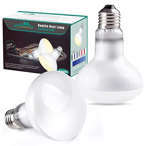 Makmzoon 2Pack Reptile Heat Lamp Bulb,75W UVA Basking Spot Lamp of Bearded Dragon,Heat Bulbs for Reptiles,Reptile Basking Spot Bulb,Sun Heat Bulb for Bearded Dragon Turtle Tortoise