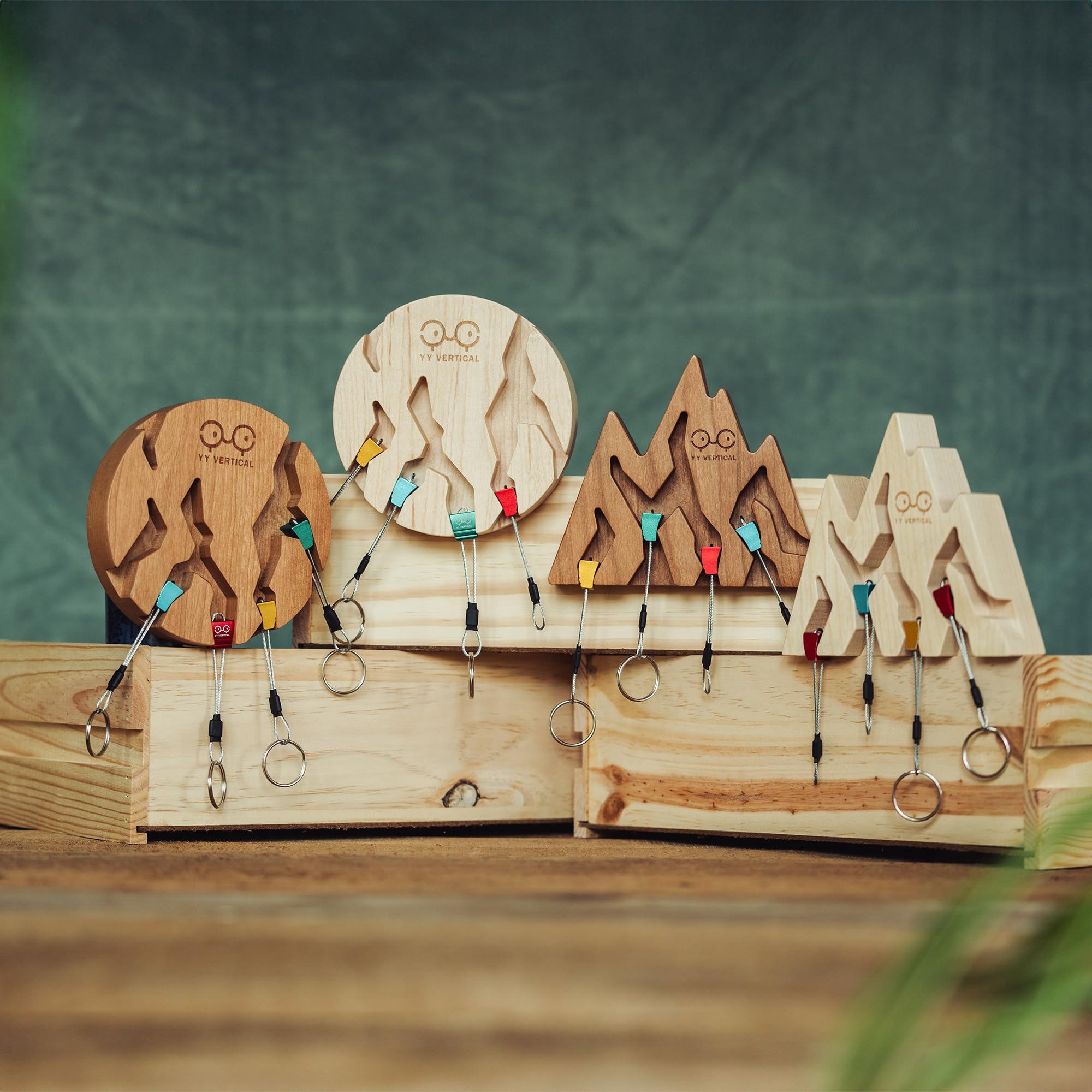 YY Vertical Mountain Decor Keyholder in Cherry Wood, Climb Every Mountain Wall Decor - Ideal Gifts for Mountain Climbers, 4 Key Rings Included - Perfect for Mountain Lovers…