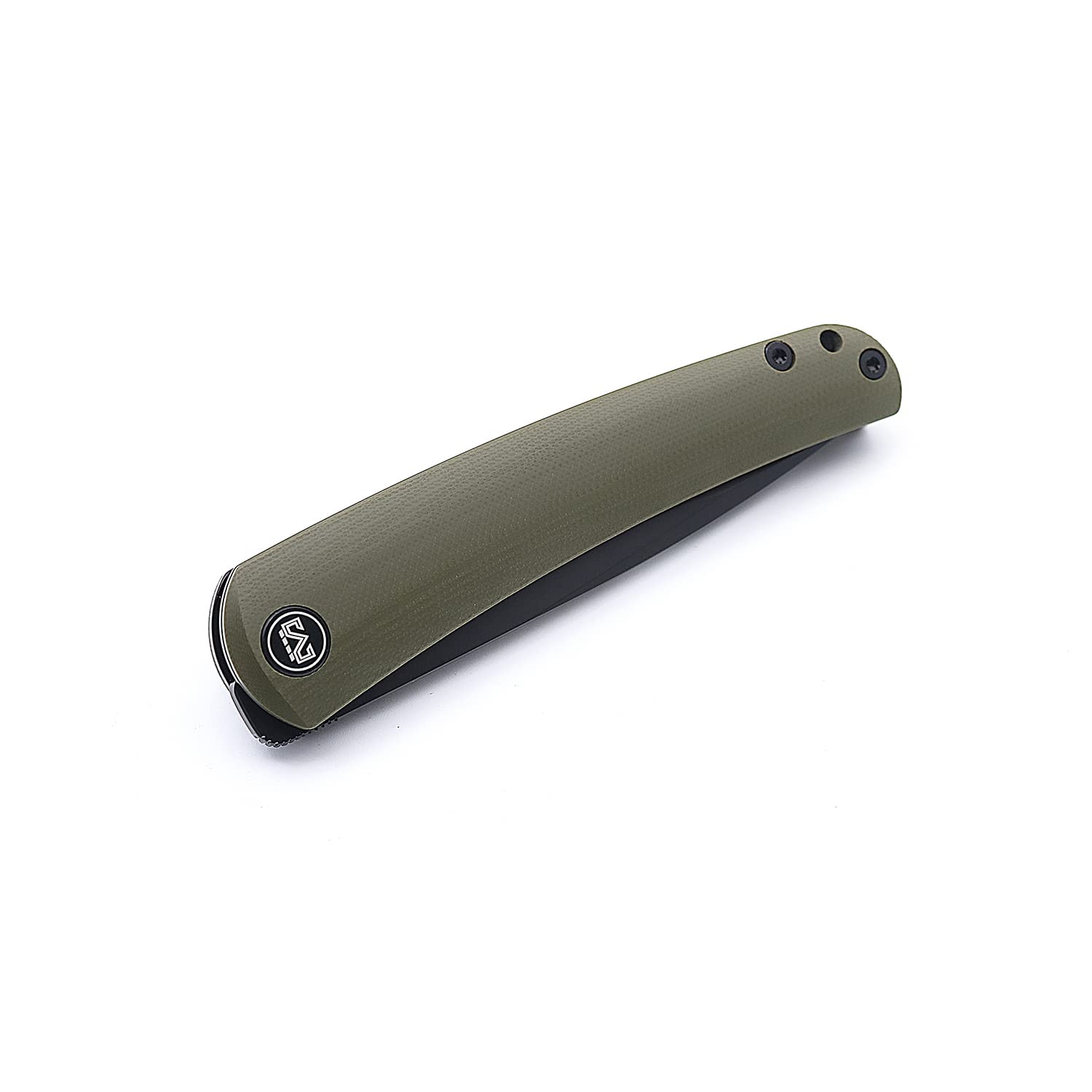 M Miguron knives Akri Front Flipper Folding Knife 3.5" Black PVD 14c28n Blade Green G10 Handle Pocket Knife MGR-801GN