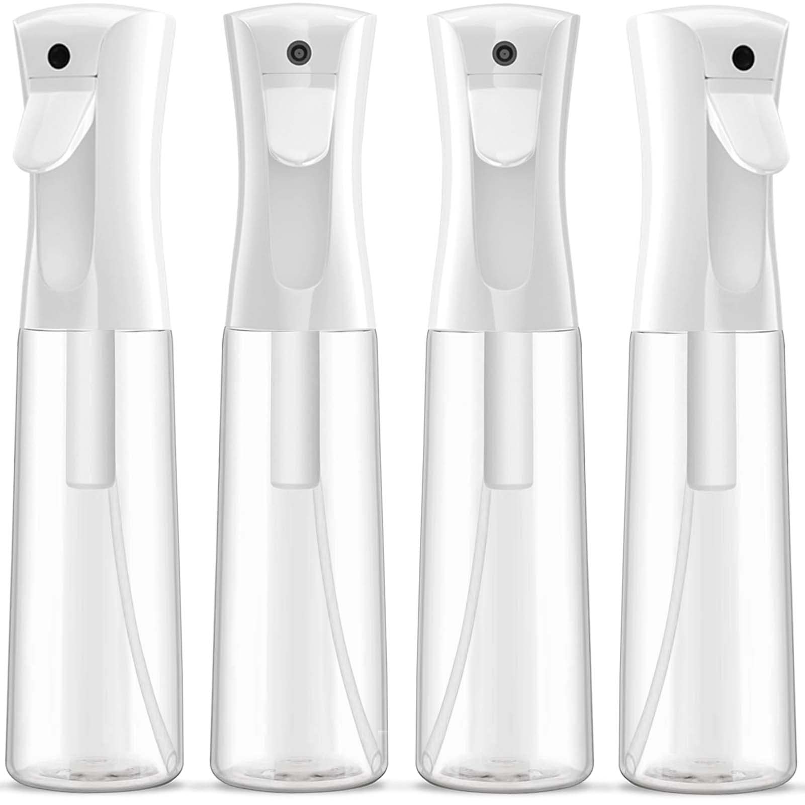 MEACOLIA 4 Pack Continuous Spray Bottles, 10oz/300ml Empty Hair Spray Bottles Fine Mist Sprayer Plant Mister Spray Bottle, Plastic Water Spray Bottle For Hair Styling, Plants, Cleaning, Misting