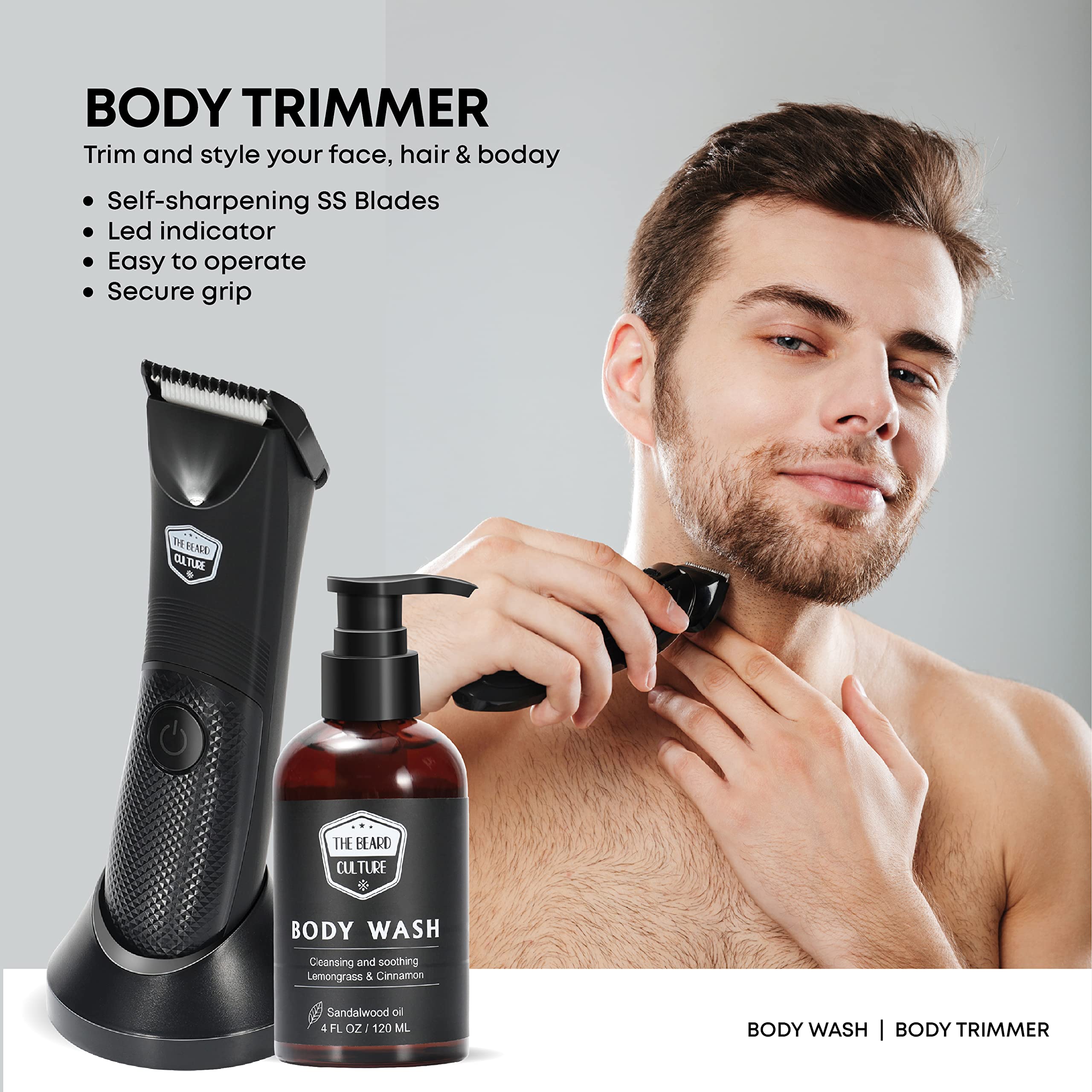Mens Grooming & Beard Kit | Beard Trimmer & Combo Set with Face Cleaner Kit & Body Wash | Natural Ingredients for Barber-Quality Care | Beard Grooming Kit & Moisturize Set | Ideal Gifts For Men