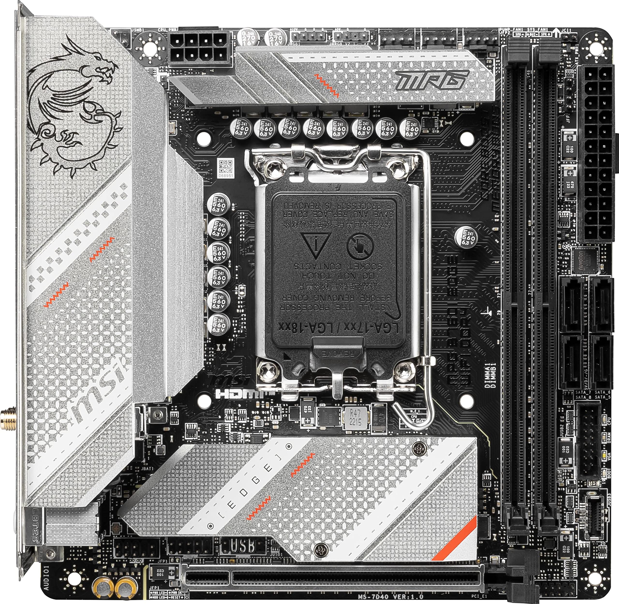 MSI MPG B760I Edge WiFi DDR4 Gaming Motherboard (Supports 12th/13th Gen Intel Processors, LGA 1700, DDR4, PCIe 4.0, M.2, 2.5Gbps LAN, USB 3.2 Gen2, Wi-Fi 6E, Mini-ITX)