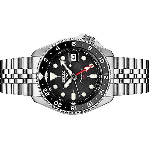SEIKO SSK001 5 Sports Men's Watch Silver-Tone 42.5mm Stainless Steel, Black