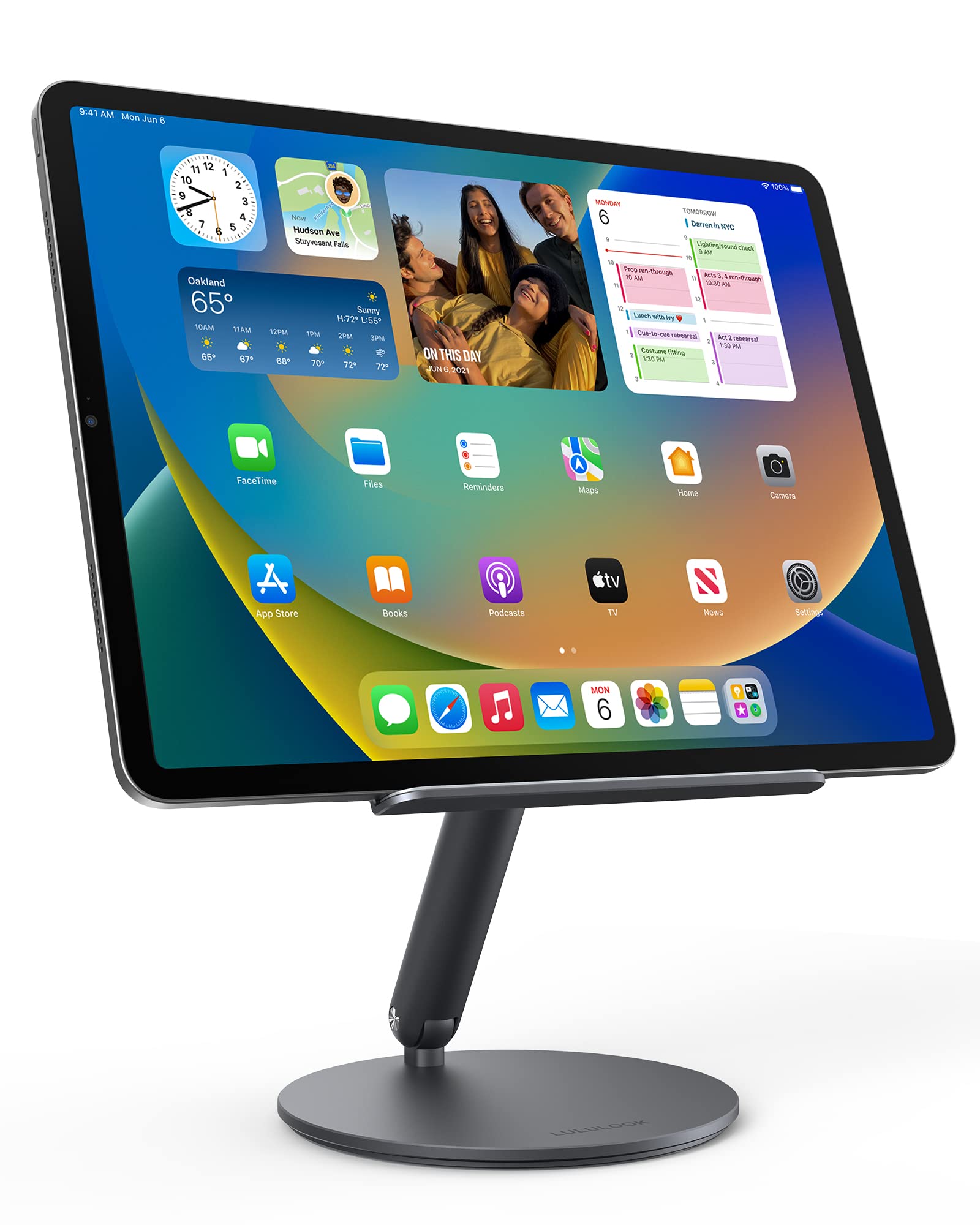 LULULOOK Tablet Stand for Desk, Foldable & 360° Rotation Tablet Stand Holder Compatible with iPad/Pro/Air/Mini, Phone, Samsung, Nexus 4-13" Gray