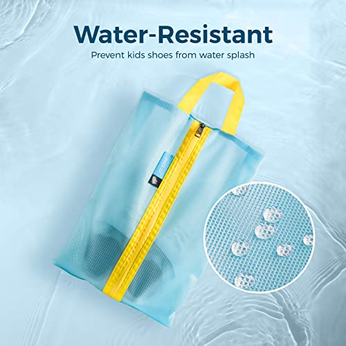 pack all Water Resistant Kids Shoe Bag for Travel, Storage Organizer Shoe Pouch with Zipper, Cute for Girls, Boys,Toddlers(Blue)