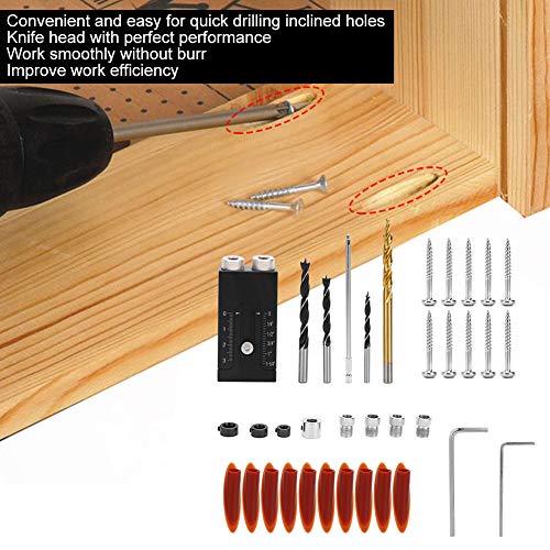 Pocket Jig Pocket Hole Jig Kit Oblique Drilling Locator Double Woodwork Guides Joint Angle Tool Carpentry with Brass Drill Bit Alloy Rotor for Jigs