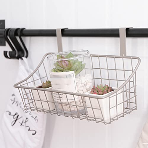 Jteyult Basket with Grid Storage Basket, Hang It Behind a Door or on a Railing, Over The Cabinet Door, White