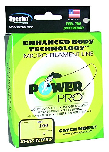 PowerPro 21100300100Y Spectra Braided Fishing Line 30lb 100yd, Hi-Vis Yellow, One Size