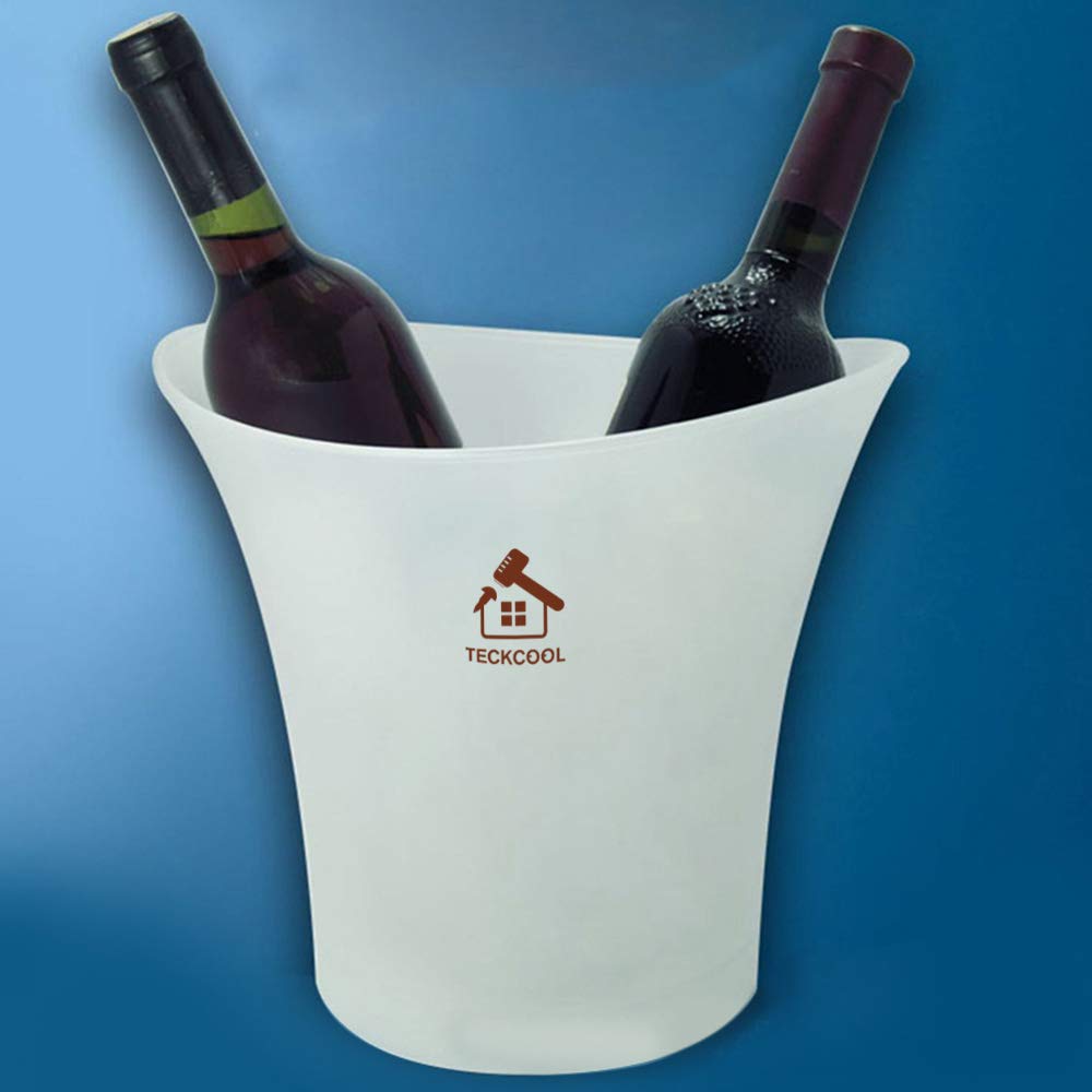 LED Ice Bucket,TECKCOOL 5L Large Capacity Wine Cooler Led Waterproof with Colors Changing,Retro Champagne Wine Drinks Beer Bucket,Power by 2 AA Batteries,for Party,Home,Bar,etc (batteries not include)