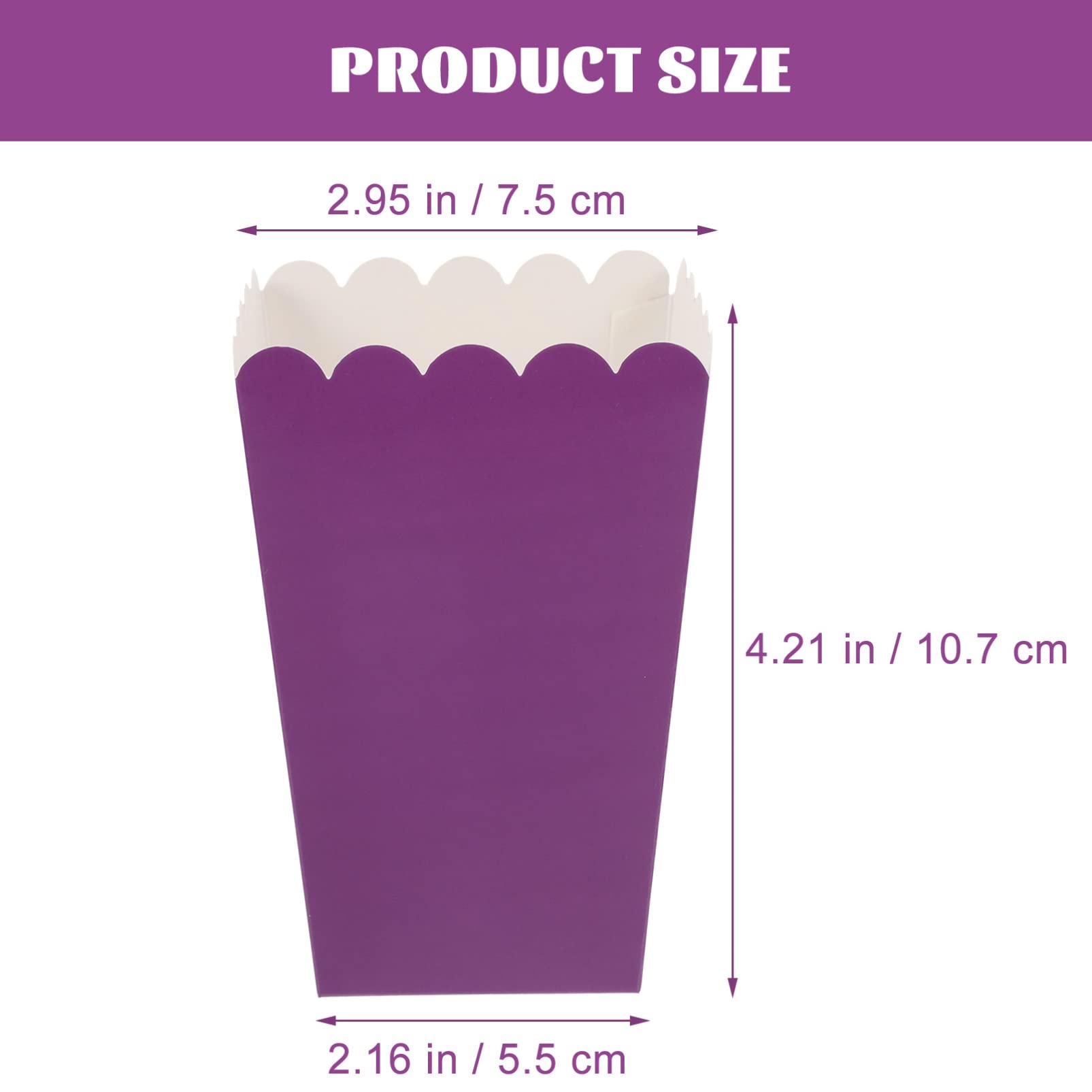 jojofuny 50pcs Boxes Popcorn Box Snack Candy Popcorn Bags Snack Containers Paper Popcorn Buckets Popcorn Cups Mini Popcorn Buckets 250g White Cardboard Purple Disposable Ice Bucket