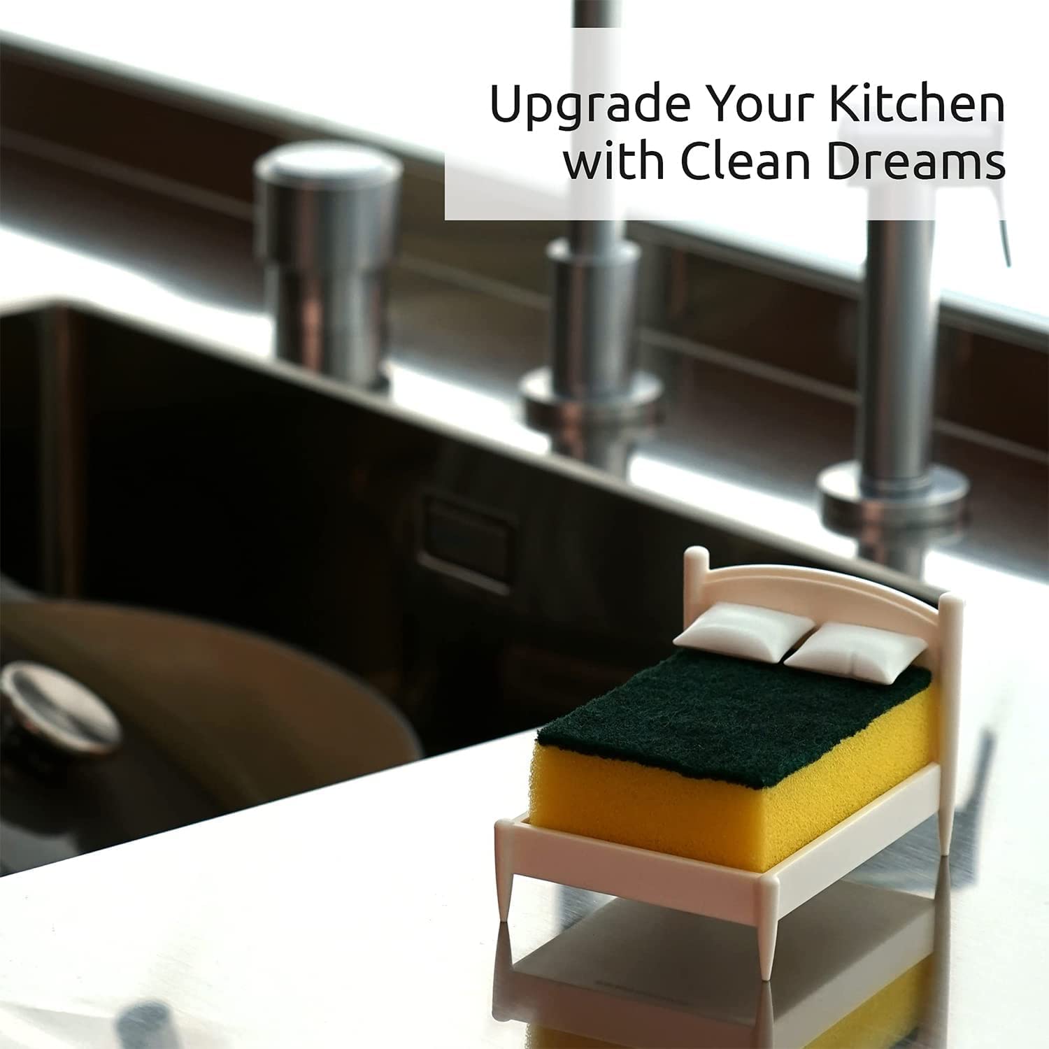 KINTAN Kitchen Sponge Holder, Storage Box for Scrubbing Cloth Creative Sponge Storage Bed, Kitchen Bathroom Drain Stand