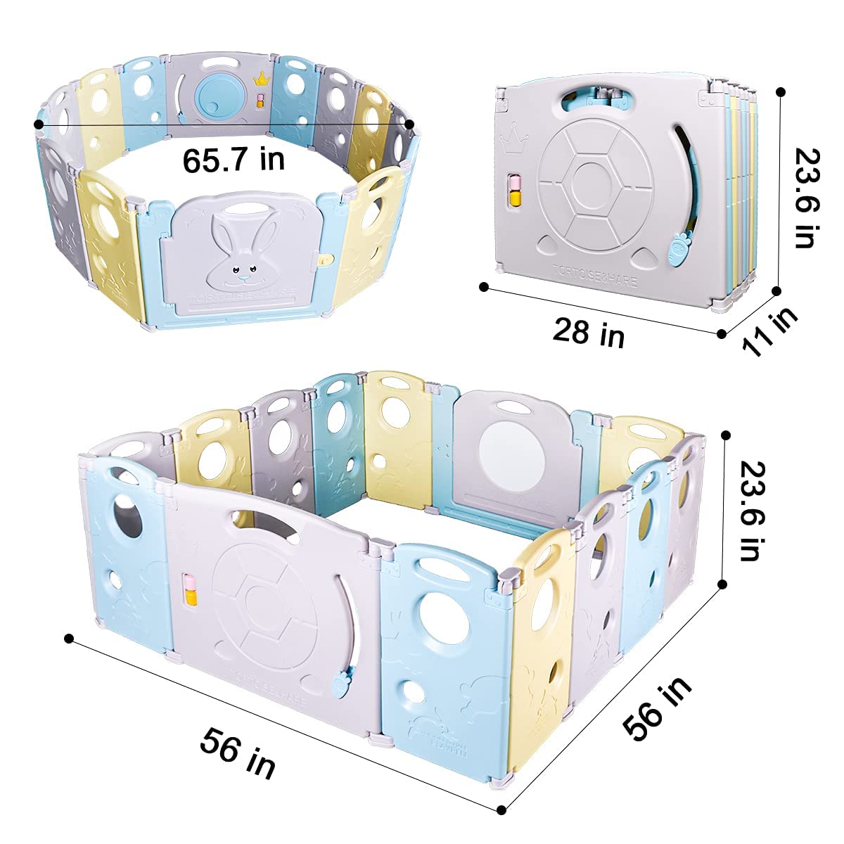 Meland Foldable Baby Playpen with Mat - Baby Play Yard Baby Gate Playpen, Sturdy Baby Fence Play Area with Whiteboard and Activity Center, 14 Panel