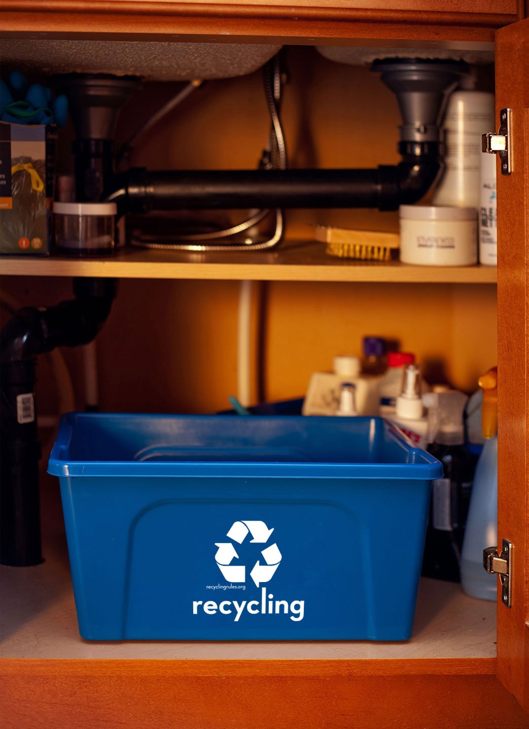Recycling Rules Wholesale Low-Profile 3 Gallon Deskside Recycling Bin Container, Perfect for Office Paper and Home Recycling, Eco-Friendly BPA-Free, in Blue, 25-Pack