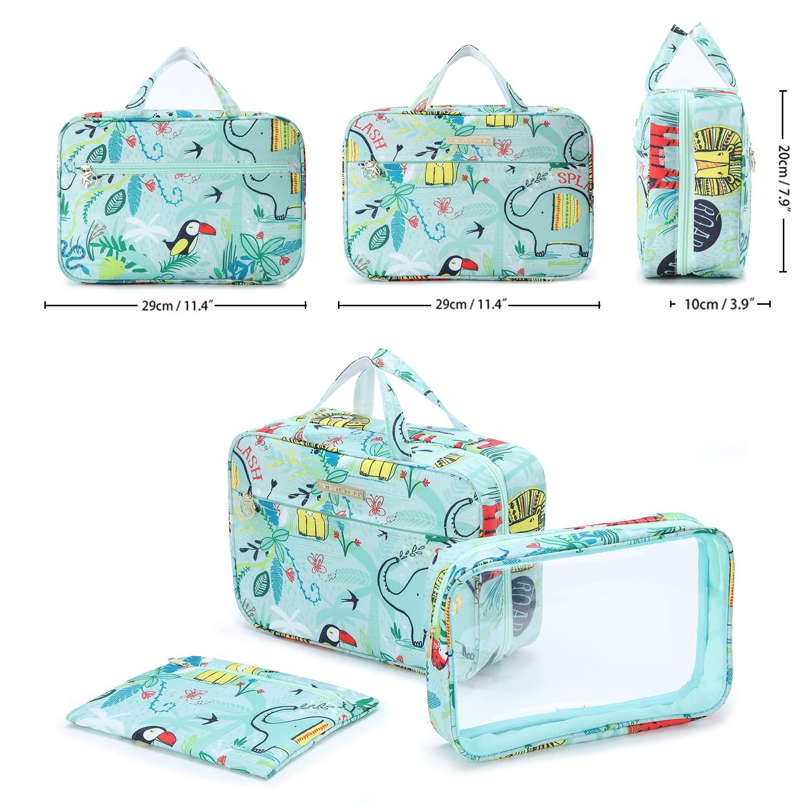 Lychii Hanging Toiletry Bag, Travel Makeup Organizer Cosmetic Case Unisex for Bathroom Shower, Large - Cat Printed