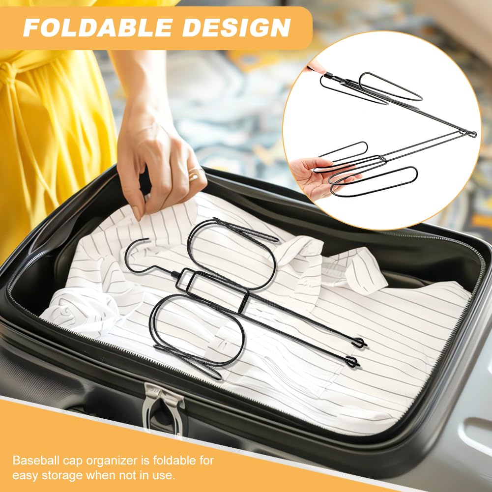NINEFOX 2 Pack Hat Hanger, Hat Organizer for Baseball Caps, Stainless Steel Hat Rack for Hang, Cap Organizer, Hat Holder Storage for Bedroom, Closet Display