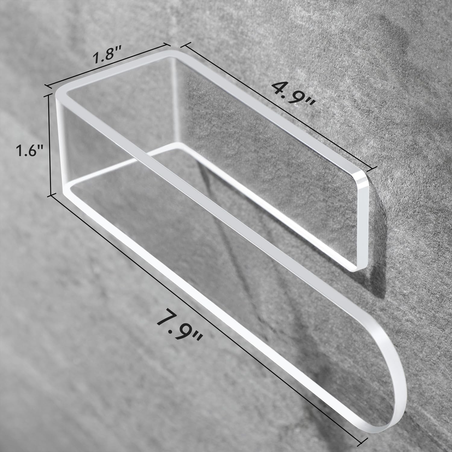 Taozun Hand Towel Holder - Clear Towel Rack for Bathroom, Adhesive Towel Bar Stick on Kitchen Wall, Acrylic Towel Rail No Drill Towel Holder, 2 Packs