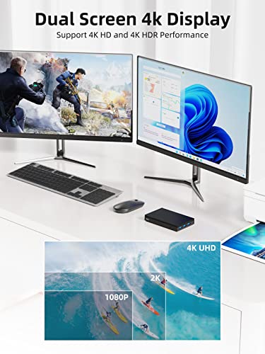 MeLE Quieter3Q Fanless Mini PC Celeron N5105 8GB 256GB, Windows 11 pro Tiny Desktop HDMI Gigabit Ethernet,Business Media Micro PC with Unlock Bios Auto Power on, SSD PXE VESA Mount