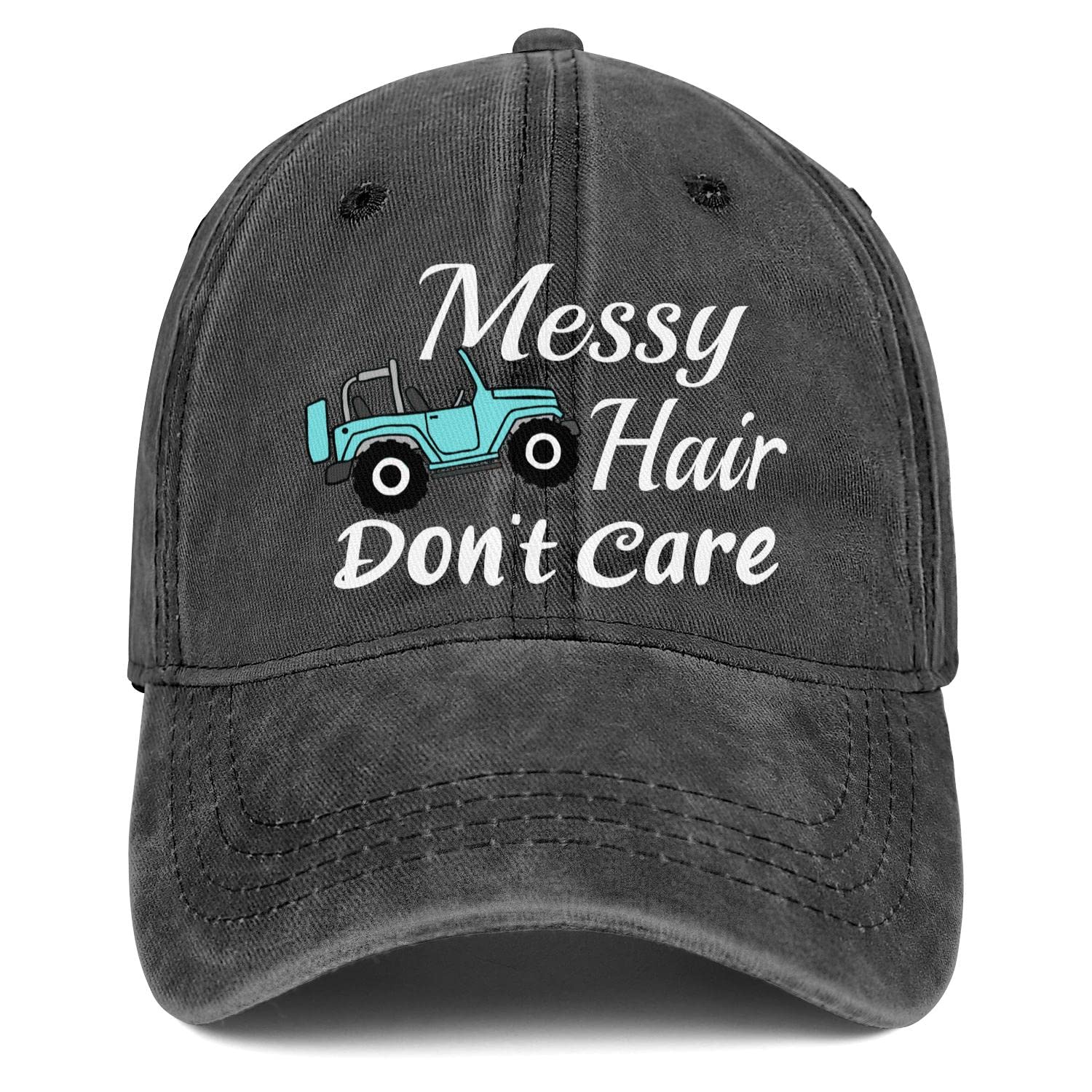 Messy Hair Don't Care Hat for Women Vintage Denim Cotton Buckle Adjustable Baseball Cap