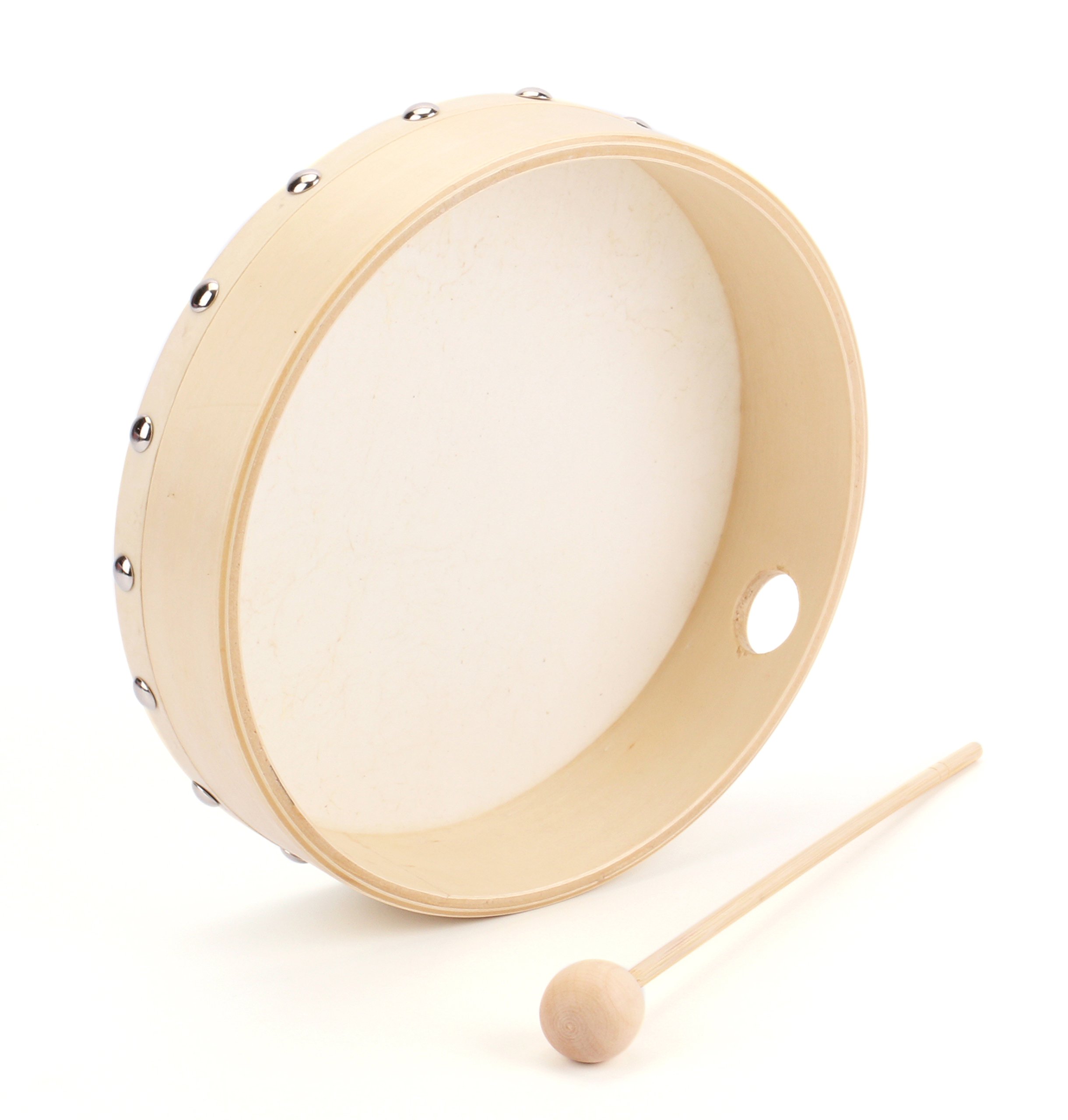 Foraineam 3 Pack 8 Inches Hand Drum Goatskin Drumhead Wood Frame Drum with Beater