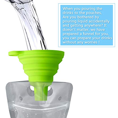 Leesgel Drink Pouches Container for Adults with Straws of Individually Wrapped & Funnel, Upgraded Anti-Leaked Stand-up Reusable Smoothie Bags for Cold & Hot Drinks, Juice, Smoothie