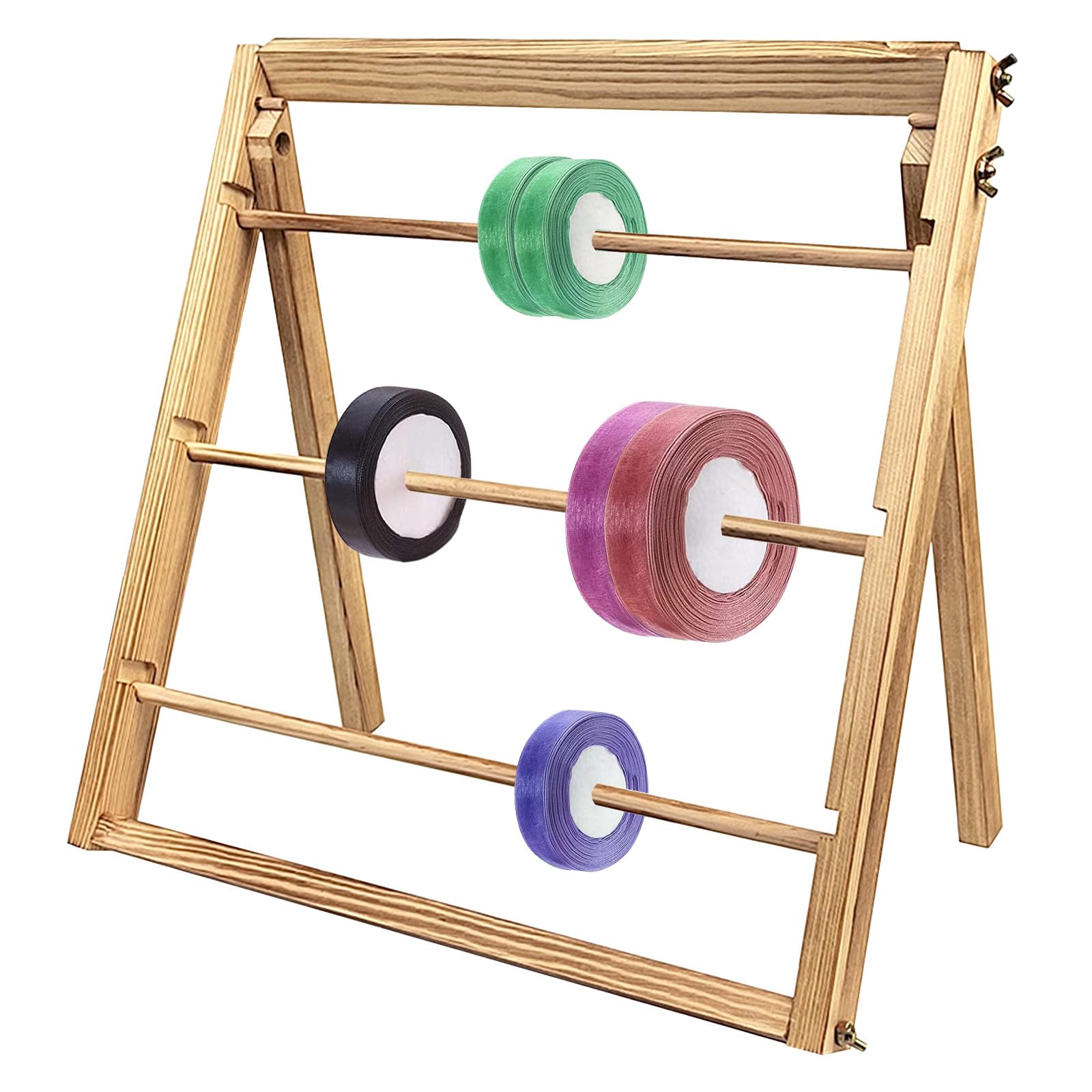 Ribbon Storage Rack Wooden Ribbon Organizer Ribbon Rack Fumigate Wood Spool Rack for Mesh Crochet Thread Tulle Roll Washi Tape Craft
