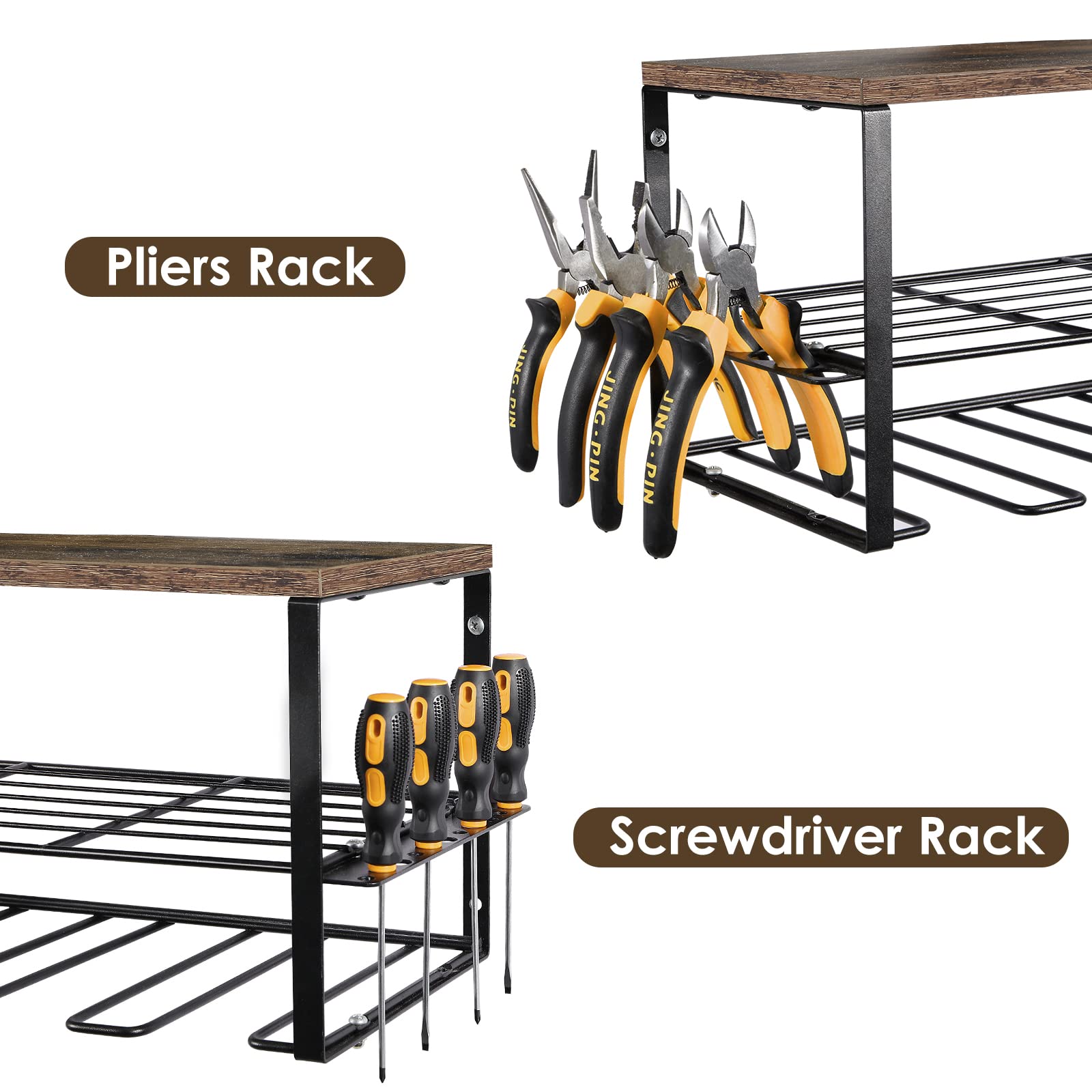 OUSHENG 2 Pack Power Tool Organizer Drill Holder Wall Mount, Garage Organization Rack for Cordless Drill Storage, Gift for Father's Day