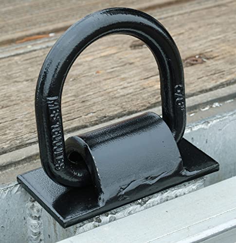 Mytee Products (4 Pack) Heavy Duty Adjustable Trailer Stake Pocket -Small 5/8 Inch Forged D Ring Black Powder Coated w/ 1/2" Hitch Pin, Load Limit 5400 lbs; 2 Adjustable Holes | Stake Pocket D-Ring