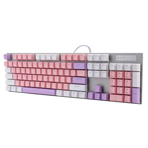 Luqeeg Mechanical Keyboard, 104 Keys RGB Keyboard, Wired Ergonomic Gaming Keyboard with 26 26 Backlight Mode Hot Swap Mechanical Game Keyboard, Compact for Windows for OS for
